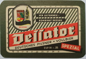 Drink Label: Dessator Deutsches Pilsner Vollbier (VEB Getränkekombinat ...