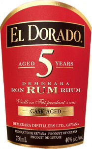Drink Label: Imported El Dorado 5 Years Old (Demerara distillers ...