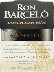 Etiqueta de bebida: Imported Ron Barceló Añejo (Ron Barceló S.R.L., República DominicanaCol:DO ...