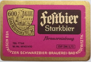 Drink Label: Festbier Starkbier (VEB Kostritzer Schwarzbierbrauerei ...