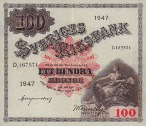Banknote: 100 Kronor (Sweden(1914-1954 Issue) Wor:P-36zc.4