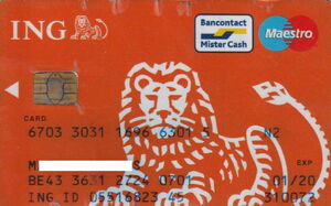 Bank Card: Maestro Bancontact (ING Bank, BelgiumCol:BE-MS-0052
