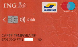 Bank Card: Maestro Bancontact (ING Bank, BelgiumCol:BE-MS-0053.01