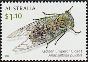 Stamp: Golden Emperor Cicada (Anapsaltoda pulchra) (Australia(Cicadas ...