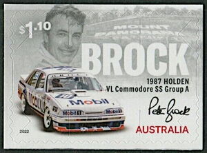 Stamp: Brock and 1987 Holden VL Commodore (Australia(Peter Brock, Motor ...