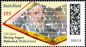 Stamp: Herzog August Library, Wolfenbüttel, 450 Years (Germany, Federal ...