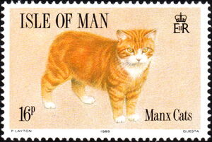 Stamp: Ginger cat (Isle of Man(Manx Cats (Felis silvestris catus)) Mi ...