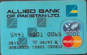 Bank Card: Allied Bank (Allied Bank, PakistanCol:PK-MC-0018