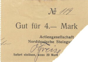 Banknote: 4 Mark (German Notgeld(Grohn) Die:132.4