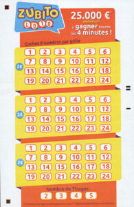 Lottery Ticket: "Zubito Loto" Cochez 8 Numéros par Grille (Loterie ...