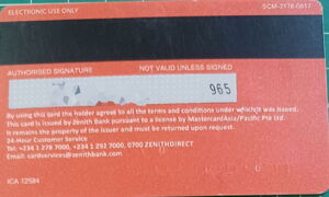 Bank Card: MasterCard (Zenith Bank, NigeriaCol:NG-MC-0003.02