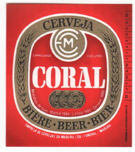 Drink Label: Coral Cerveja (Empresa de Cervejas da Madeira, PortugalCol ...