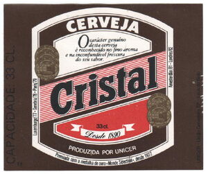 Drink Label: Cristal Cerveja (Unicer Bebidas, PortugalCol:PT-BEER-000509