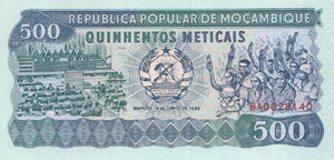 Cédulas: 500 Meticais (Moçambique(1983-1989 Issue) Wor:P-131c