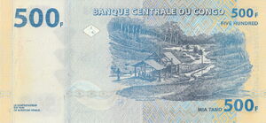Banknote: 500 Francs (Congo, Democratic Republic (Kinshasa)(2000-2020 ...