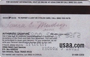 Bank Card: Usaa Atm Card (USAA, United States of AmericaCol:US-GM-0016