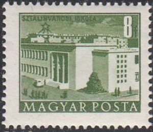 Stamp: Stalin School, Sztálinváros (Hungary(Buildings of the Five-Year ...