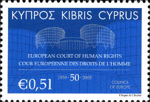 Stamp: 50th Anniversary European Court of Human Rights (CyprusMi:CY ...