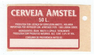 Drink Label: Amstel Cerveja (Central de Cervejas S.A, PortugalCol:PT ...