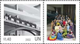Stamp: Tour Group in UN (UNO New York(Guided Tours of UN, 70 Years ...