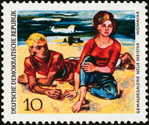 Stamp: Young Couple on the Beach, Walter Womacka (1925-2010) (Germany ...