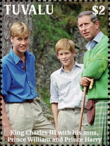 Stamp: King Charles III with his sons (Tuvalu(King Charles III (2022 ...