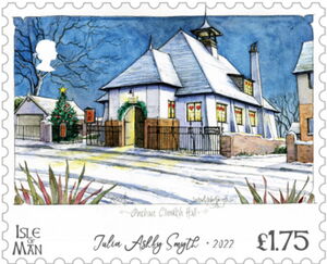 Stamp: Onchan Church Hall (Isle of Man(Manx Winter : Art of Julia Ashby ...