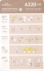 Safety Card: A320-200 (Etihad Airways, United Arab EmiratesCol:ETD-AE-0017