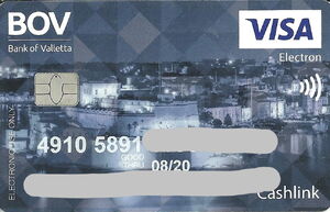 Bank Card: Bov (Bank of Valletta p.l.c., MaltaCol:MT-VI-0015.02