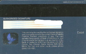 Bank Card: Bov (Bank of Valletta p.l.c., MaltaCol:MT-VI-0015.02