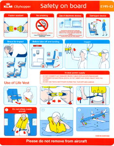 Safety Card: E195-E2 (KLM Cityhopper, NetherlandsCol:KLC-NL-0017