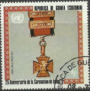 Stamp: Army Gold Cross 1813 (Equatorial Guinea) (Elizabeth II, 25th ...