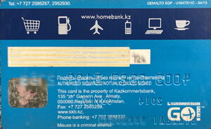 Bank Card: Go! Card (Kazkommertsbank, KazakhstanCol:KZ-VI-0101.02