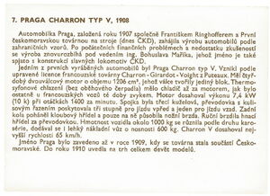 Postcard: Praga Charron Typ V car, 1908 (Czechoslovakia(- Our cars ...