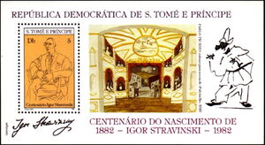 Stamp: 'Igor Stravinsky', 1920 - Pablo Picasso (1881-1973) (São Tomé ...