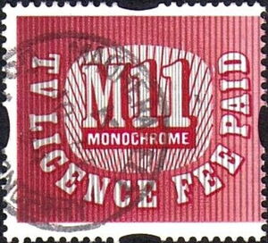 Stamp: TV Licence Fee Paid M11 Monochrome (United Kingdom: Revenue ...