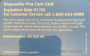 Bank Card: VISA Cash Disposable (Bank of America, United States of ...