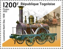 Stamp: Locomotive North Star, 1838 (Togo(First Trains (2022)) Col:TG ...