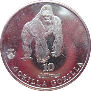 Moneda: 10 Shillings (Gorilla Gorilla) (Fantasía, Emisiones(Biafra) Col ...