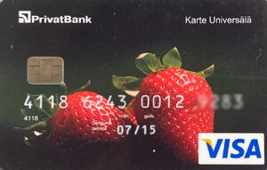 Bank Card: Strawberry (PrivatBank, LatviaCol:LV-VI-0086