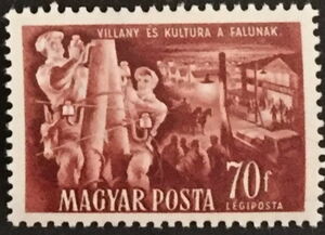Stamp: Building an overhead powerline (Hungary(Results of the Five-Year ...