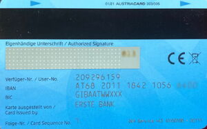 Tarjeta de Banco: Erste Sparkasse Blue (ERSTE Bank, AustriaCol:AT-MC-0029