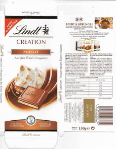 Chocolate Wrapper: Lindt Creation Milk Nougat (Lindt & Sprüngli SAS ...