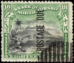 Stamp: Mt. Kinabalu - Overprint vertical (North Borneo(Postage Due ...