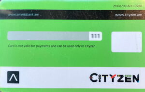 Bank Card: Ameria Bank - Cityzen (Ameria Bank, ArmeniaCol:AM-VI-0014