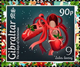 Stamp: Nine Ladies Dancing (Gibraltar(Christmas 2022) Col:GI 2022.11.02-07c