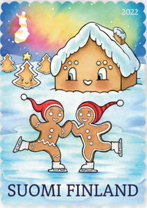 Stamp: Gingerbread Men Skating on Ice (Finland(Christmas 2022) Mi:FI ...
