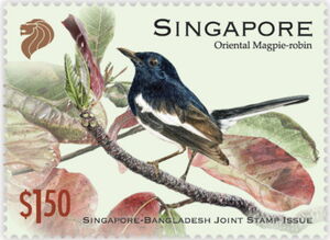 Stamp: Oriental Magpie-Robin (Pica serica) (Singapore(Singapore ...