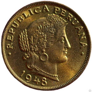 Coin: 20 Centavos (Continous legend - AFP) (Peru(1863~1965 - Republic ...