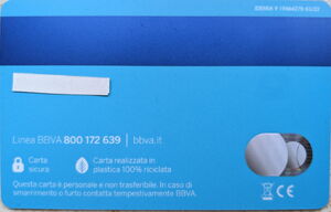 Bank Card: BBVA Debit (Banco Bilbao Vizcaya Argentaria, ItalyCol:IT-MC-0154